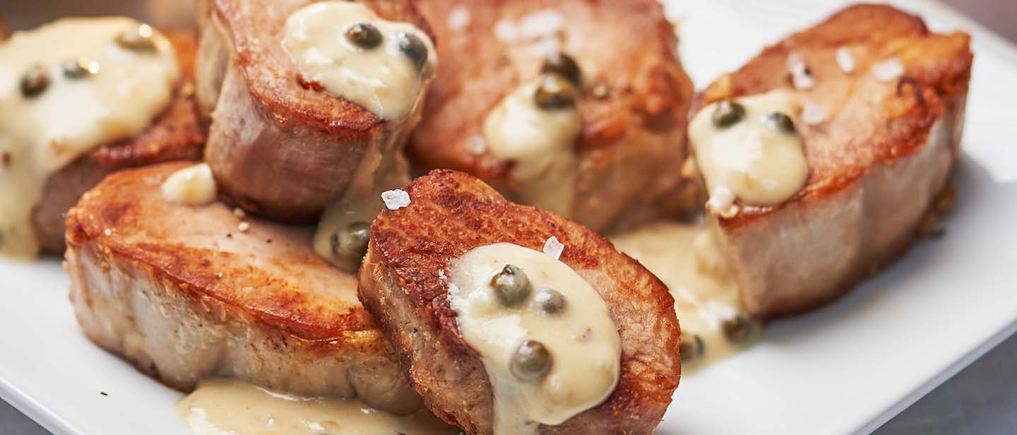 Receta Cookit de medallones de solomillo de cerdo en salsa de pimienta ...
